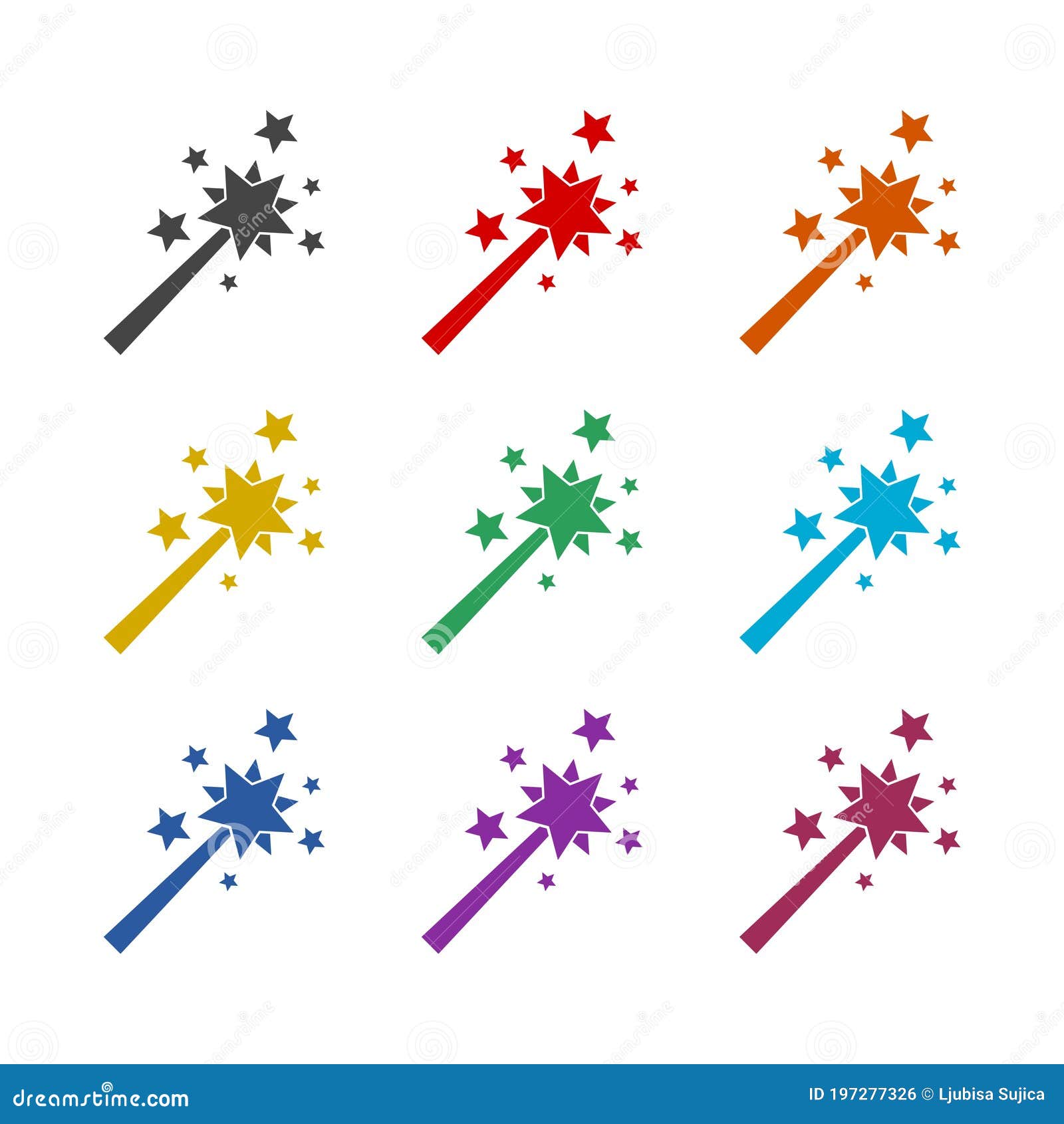 Simple Magic Wand Icon Sign, Color Set Stock Vector - Illustration of ...