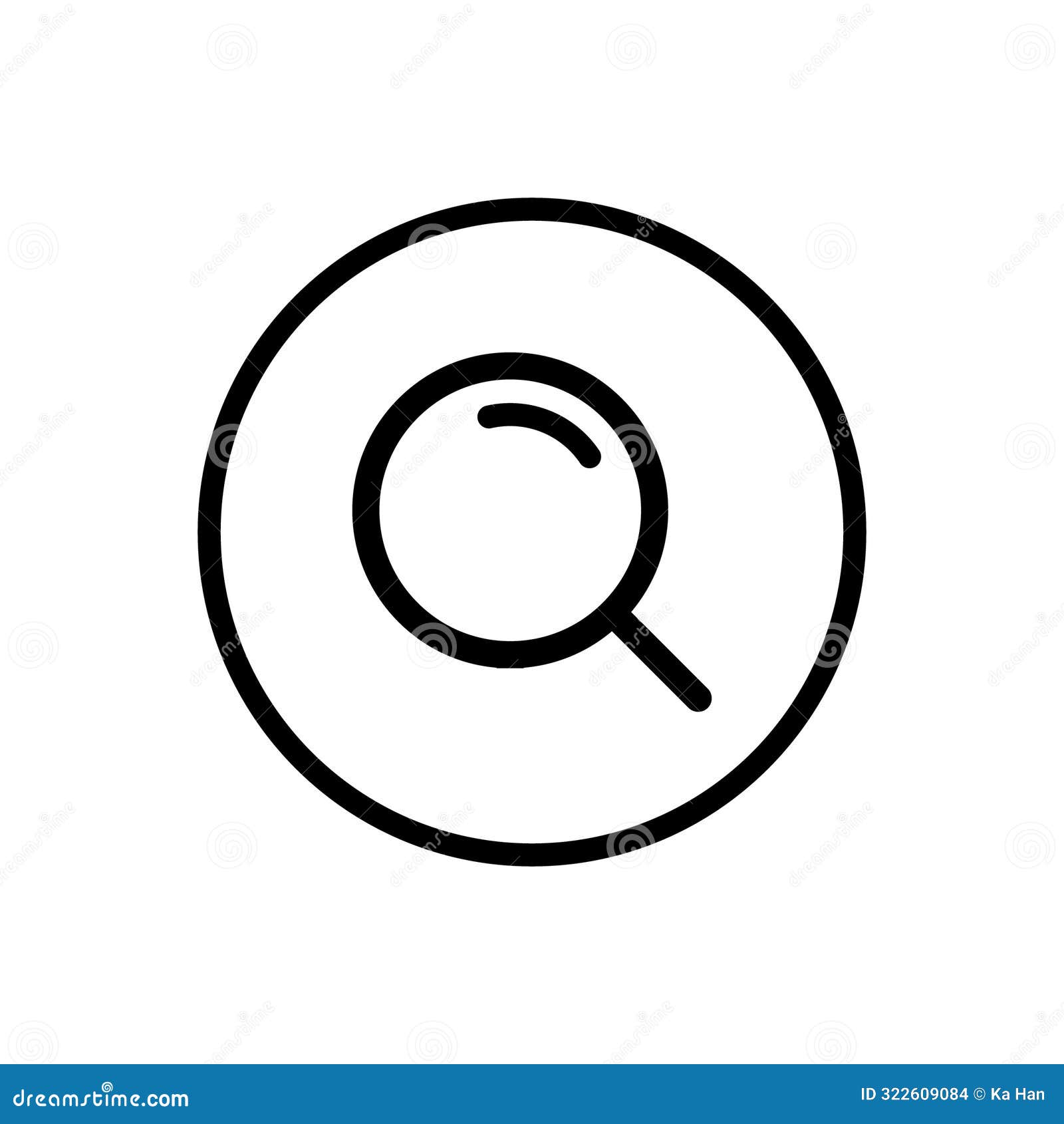 Simple Magnifying Glass, Magnifier Icon on Circle Line Stock Vector ...