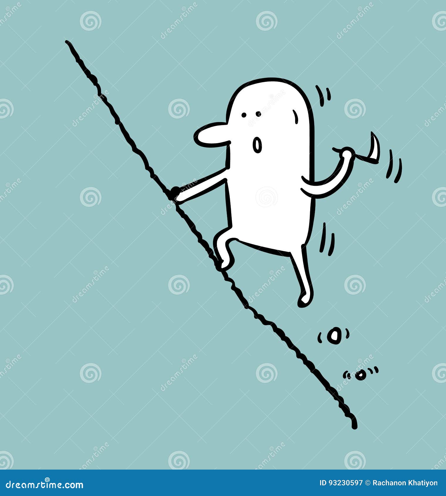 Simple man climb the hill. stock illustration. Illustration of rock ...