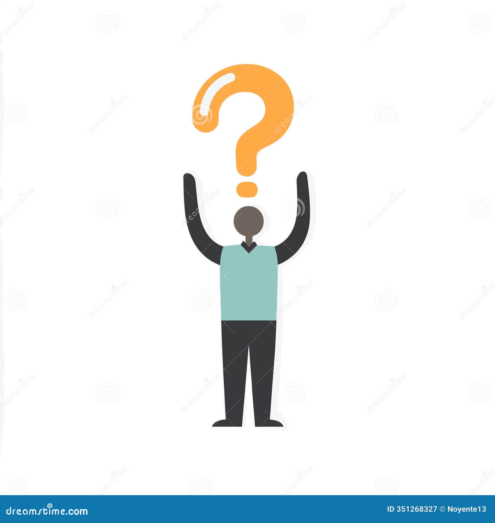 Simple Man Holding a Large Question Mark Above Head Flar Vector Stock ...