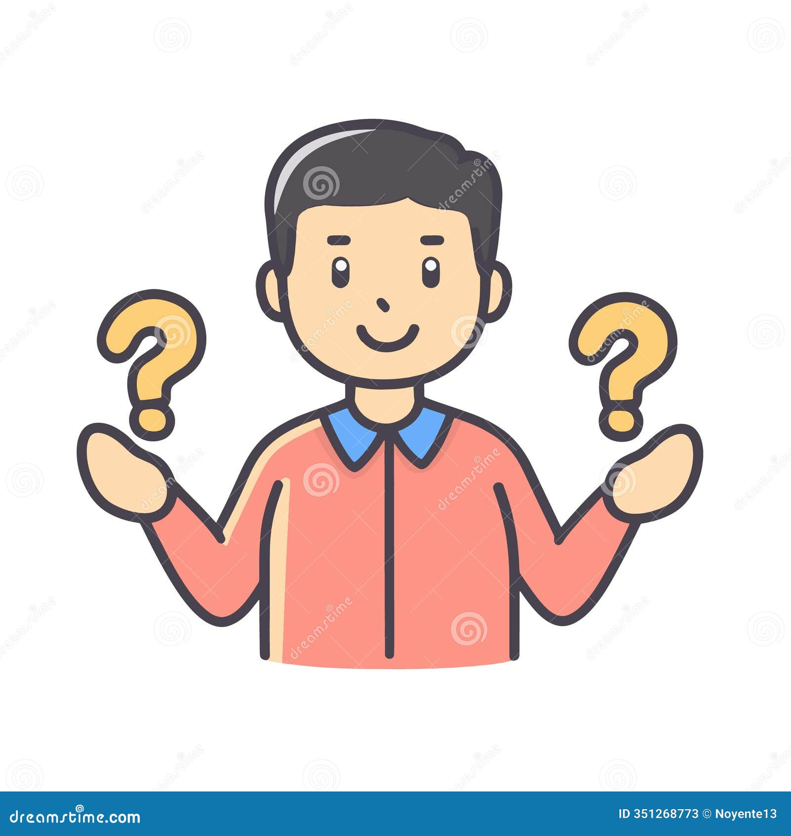 Simple Man Holding Two Question Marks in Both Hands Flar Vector Stock ...