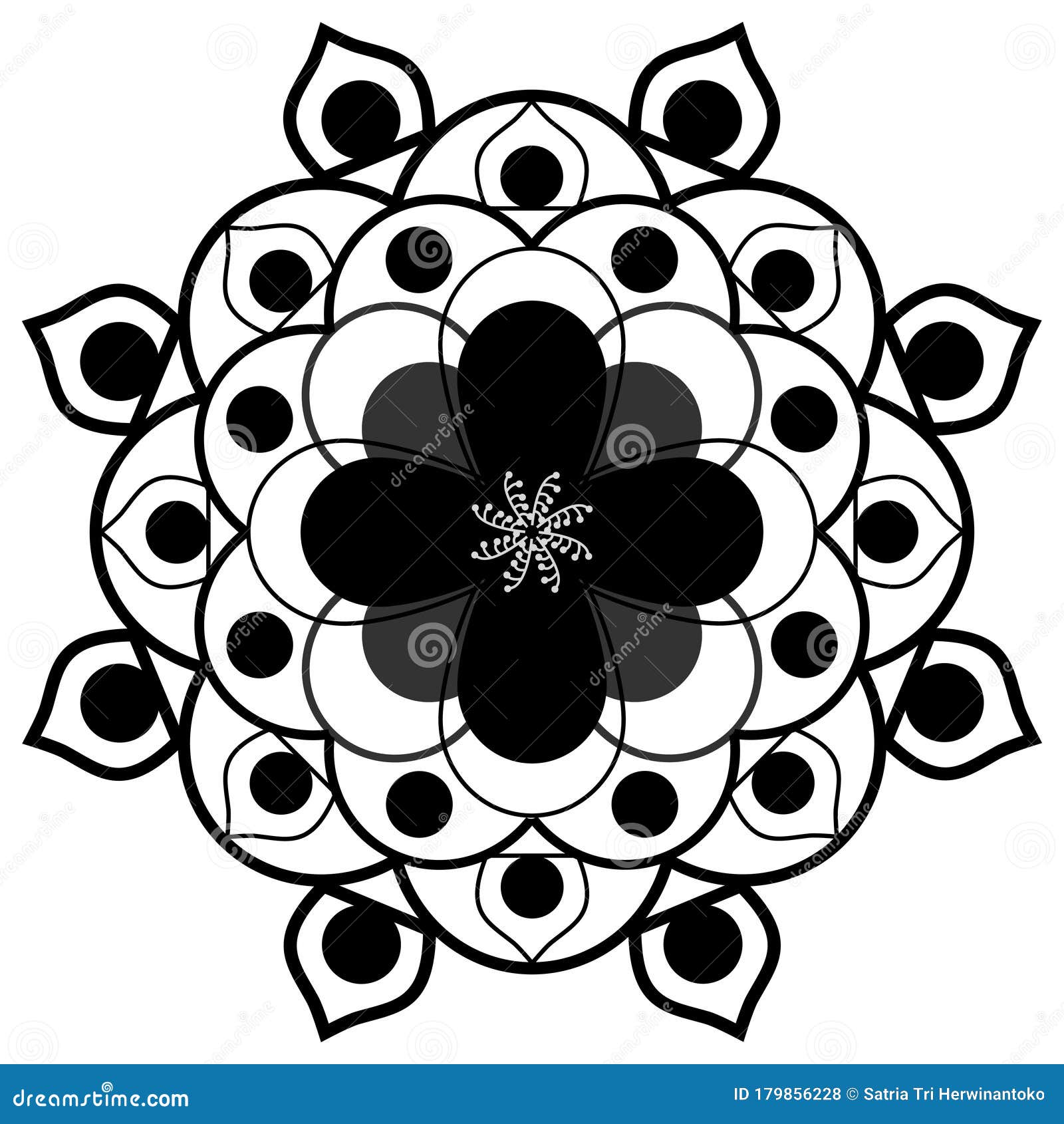 Simple Mandala Art With Dots, Curve Vector Illustration | CartoonDealer ...