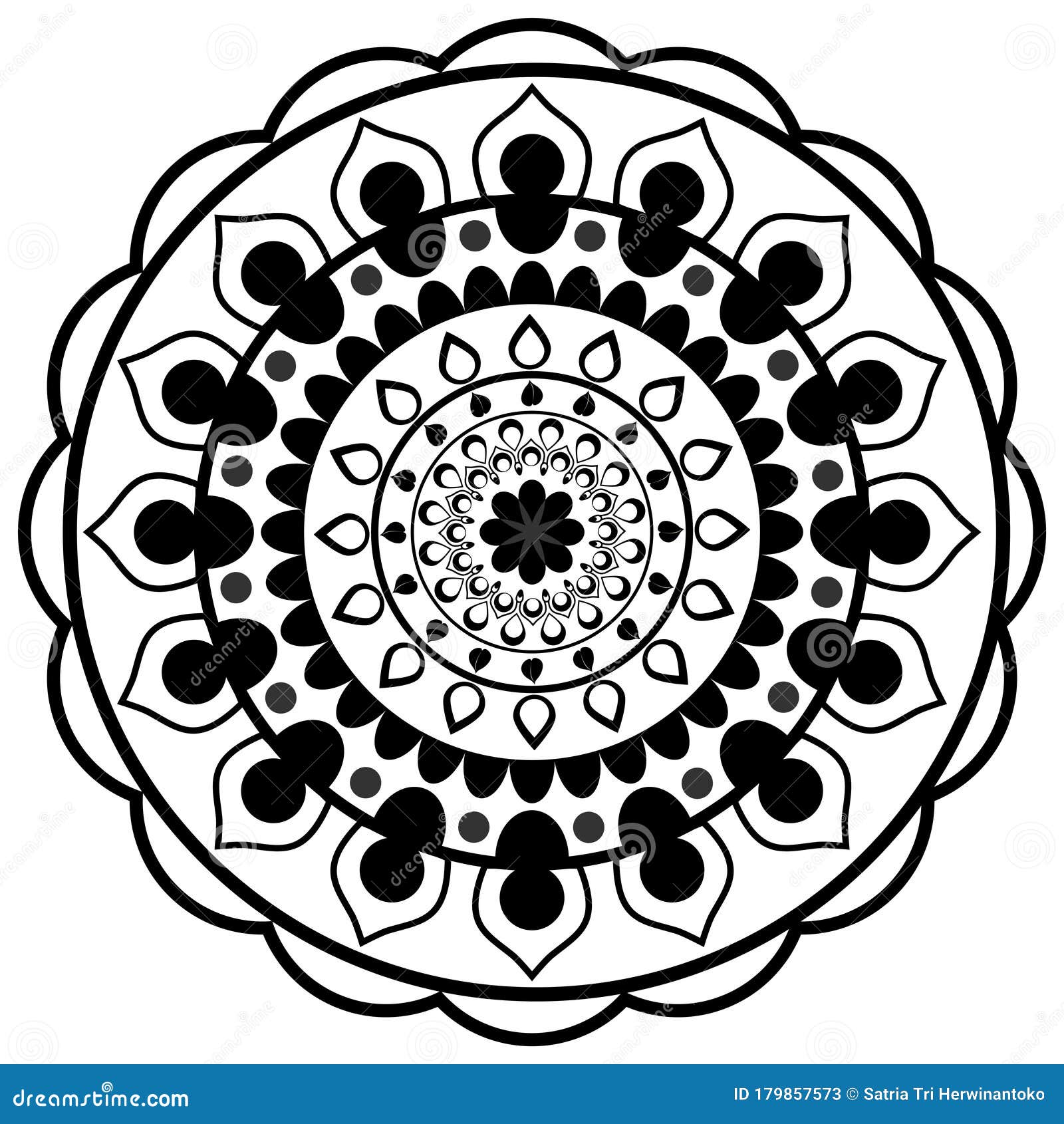 Simple Mandala Art with Flower, Dots and Curve Stock Vector ...