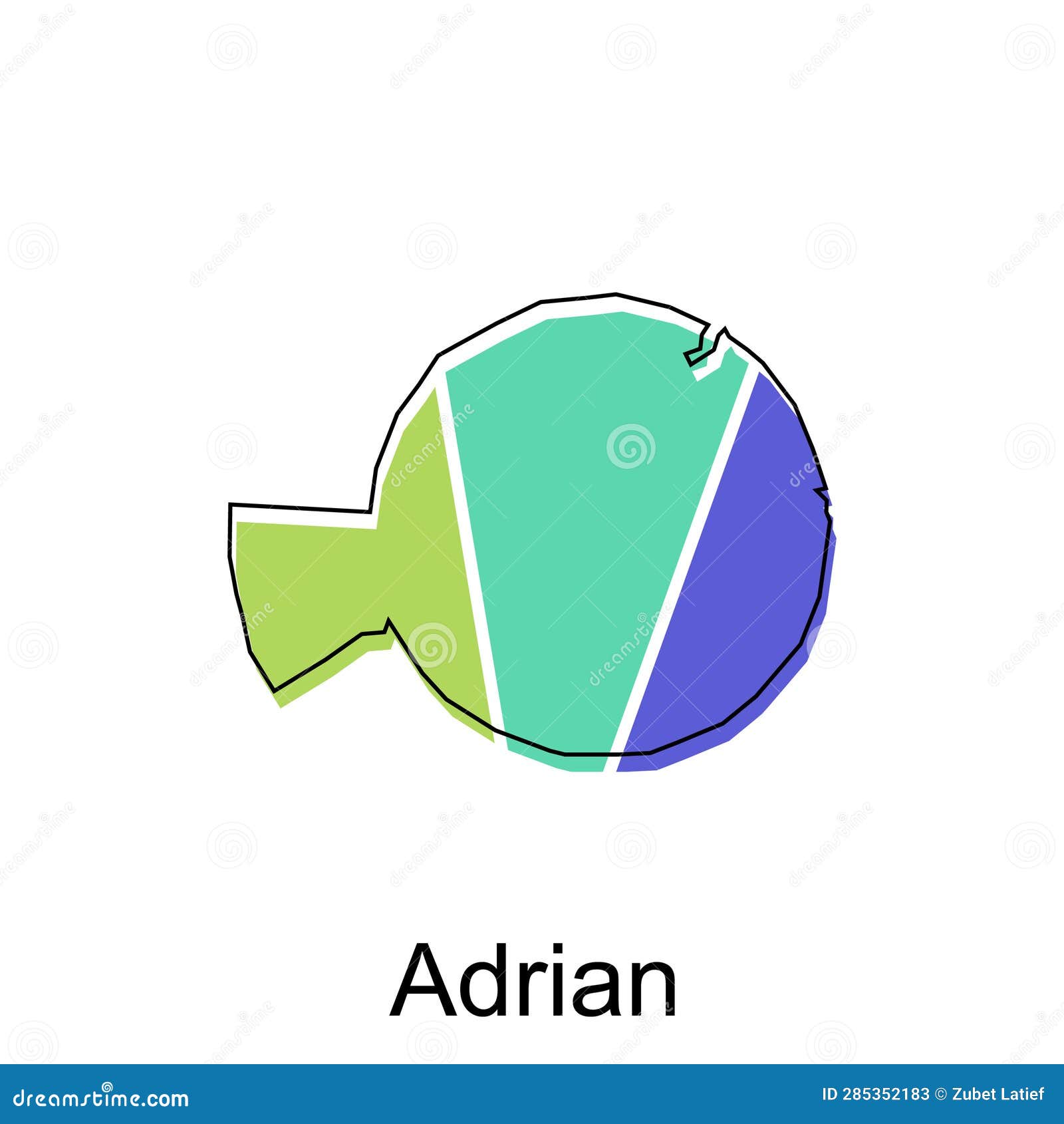 Simple Map of Adrian, Colorful Modern Geometric with Outline ...