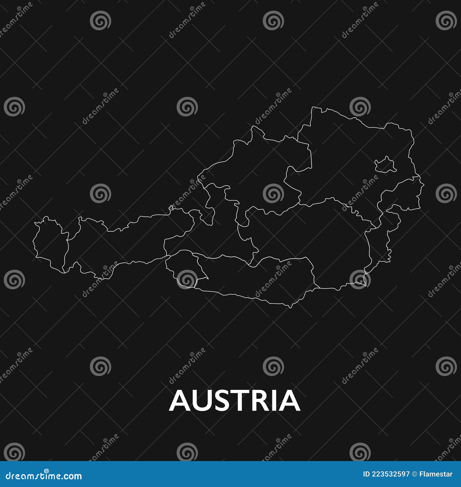 Simple Map of Austria Isolated on Black. Filled and Outline. Stock ...
