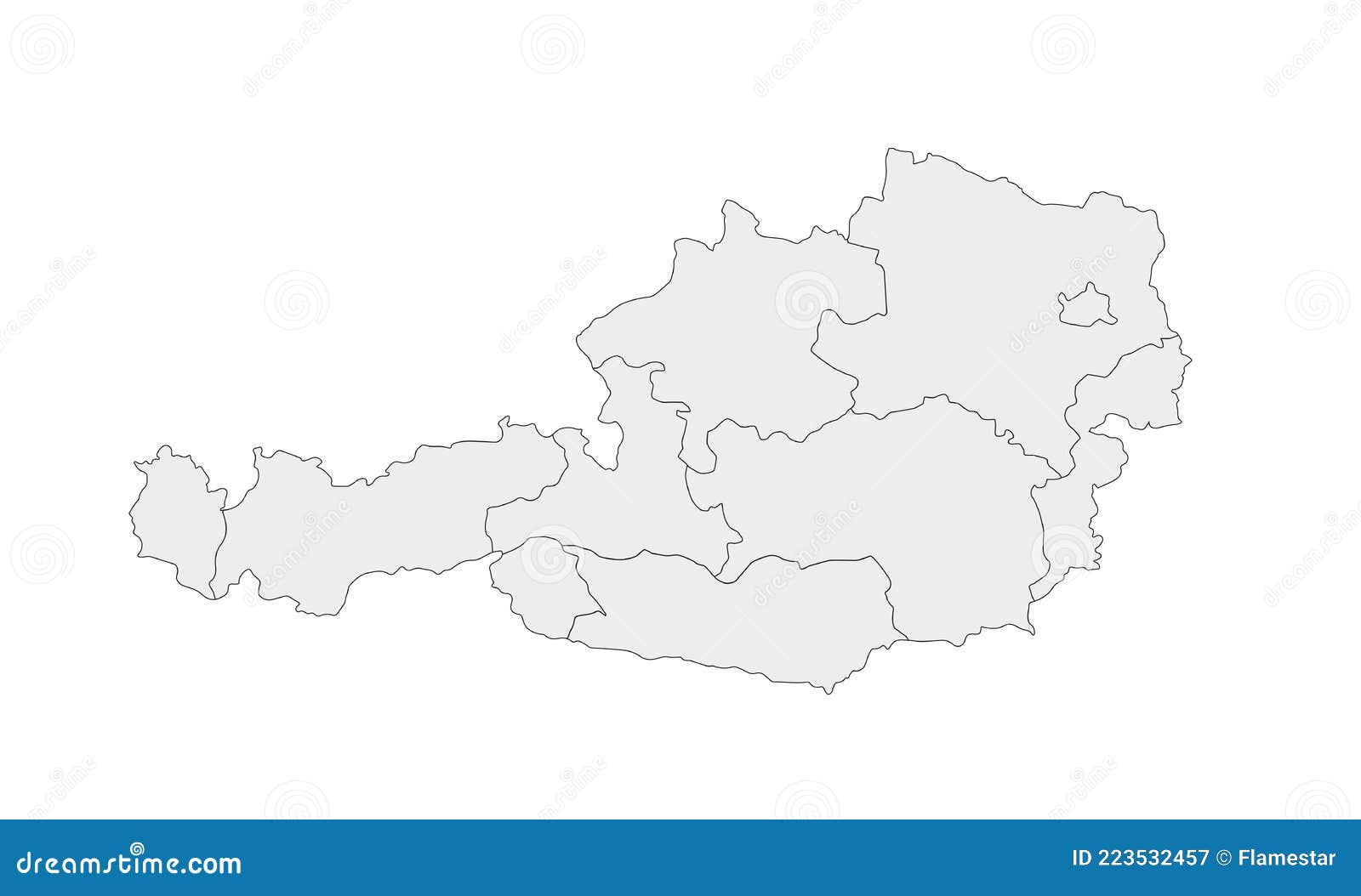 Simple Map of Austria Vector Drawing. Mercator Projection. Filled and ...