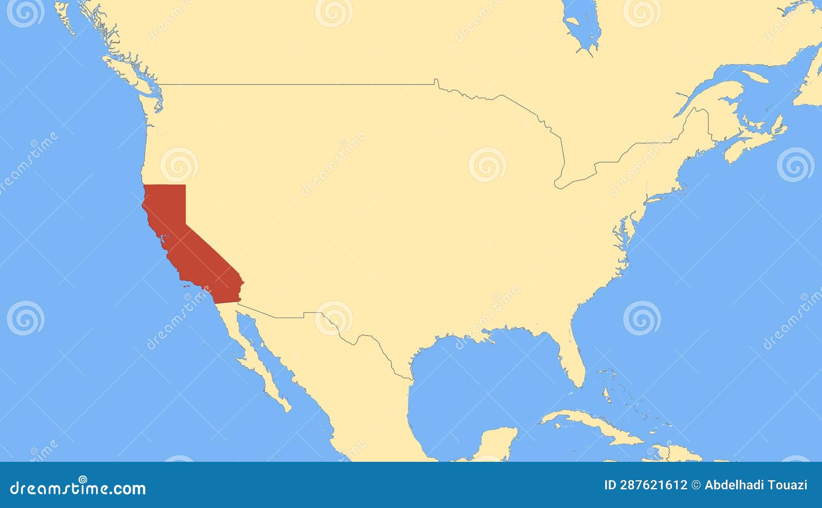 Simple Map of California State Stock Illustration - Illustration of ...