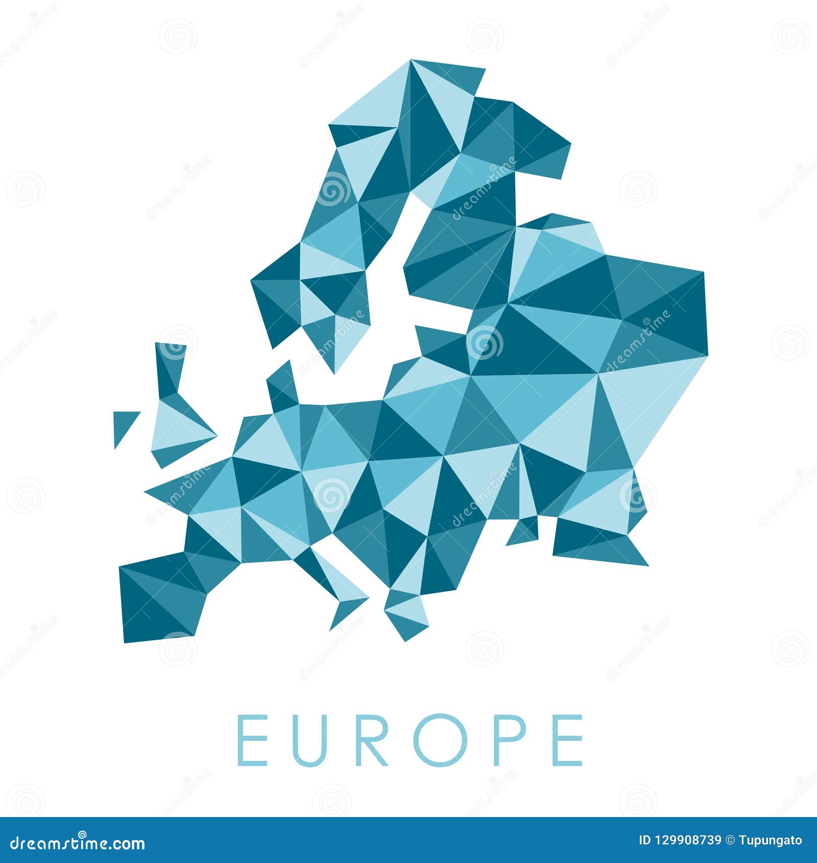 Simple map of Europe stock vector. Illustration of poly - 129908739