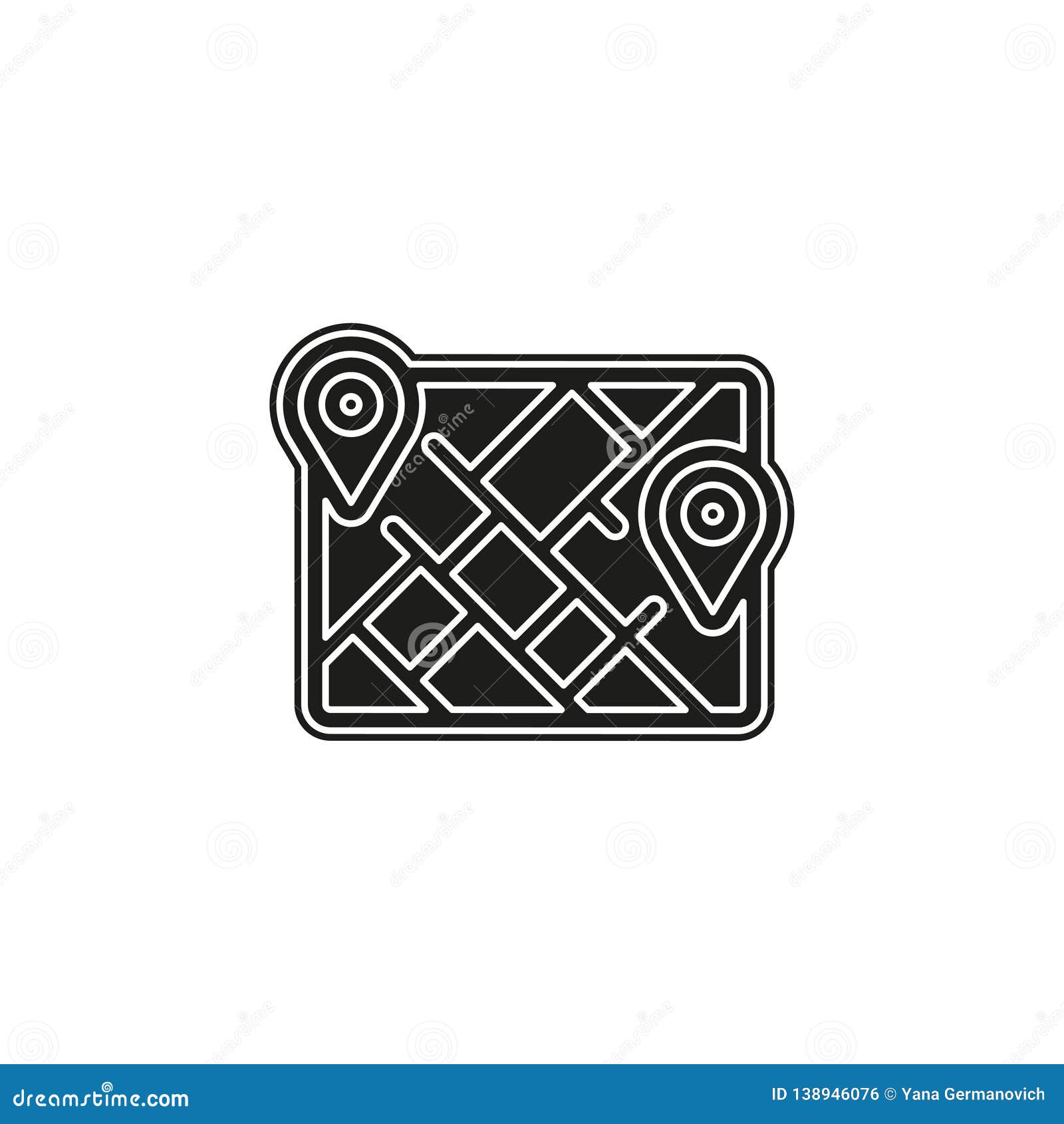 Simple Map Vector Icon stock illustration. Illustration of pictogram ...