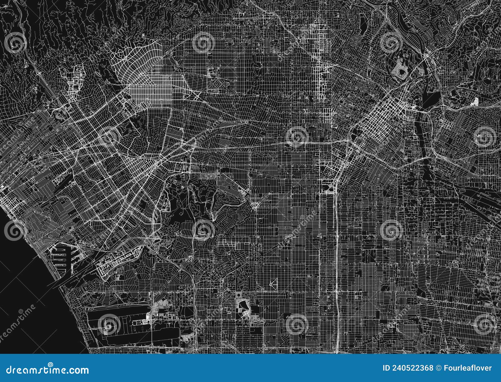Simple Map of Los Angeles, California Stock Vector - Illustration of ...
