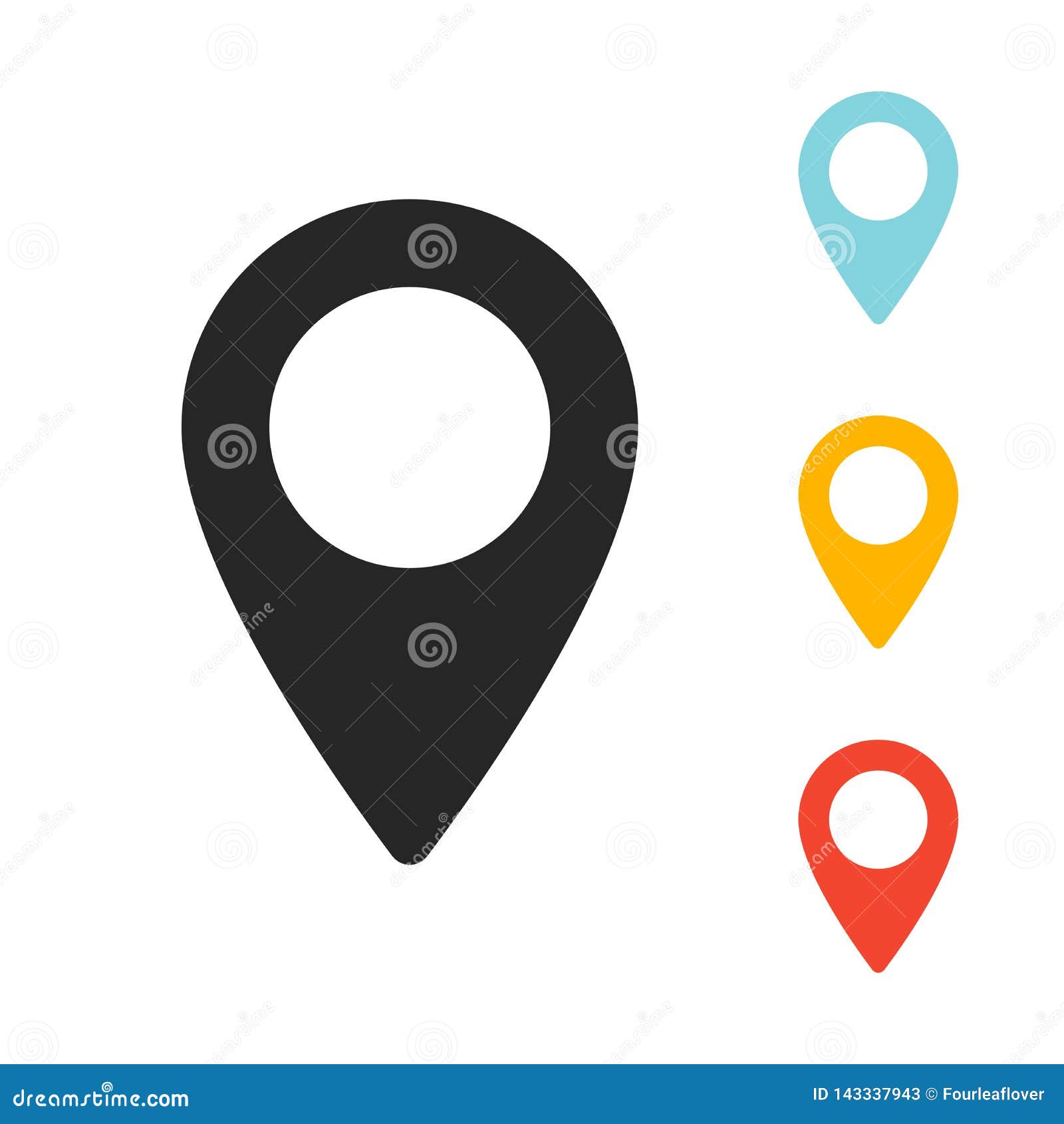 Simple map pin flat icon stock vector. Illustration of flat - 143337943