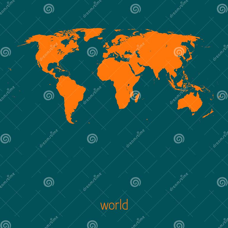 Simple Map of the World. Vector Stock Vector - Illustration of flat ...