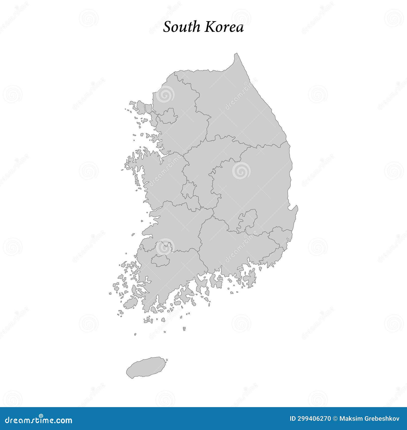 Simple Mapa Plano De Corea Del Sur Con Fronteras Ilustración del Vector ...