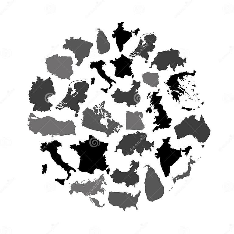 Simple Maps of Different Country Collection in Circle Eps10 Stock ...