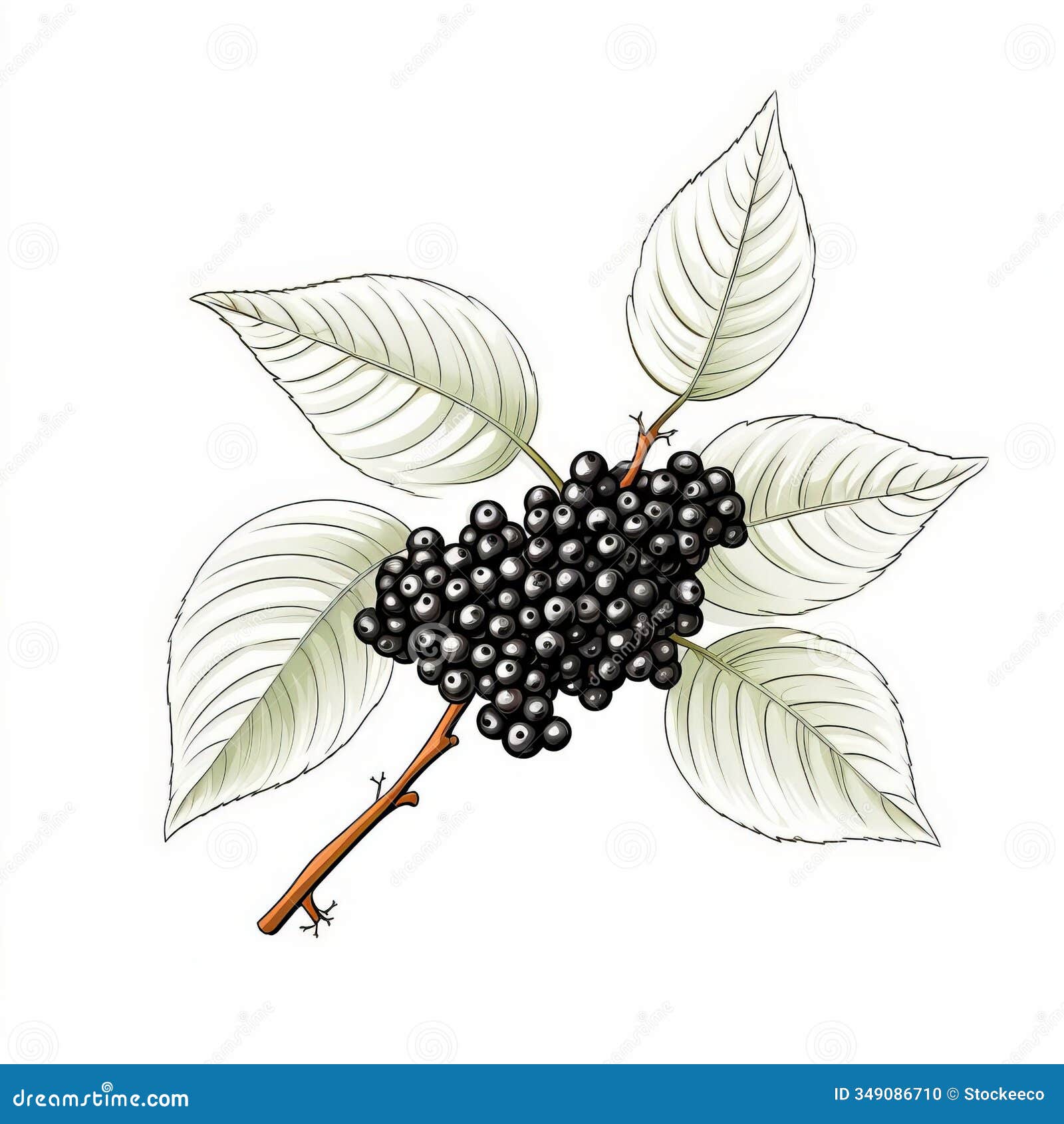 Simple Marker Drawing of Elderberry Plant in Vector Format Stock ...