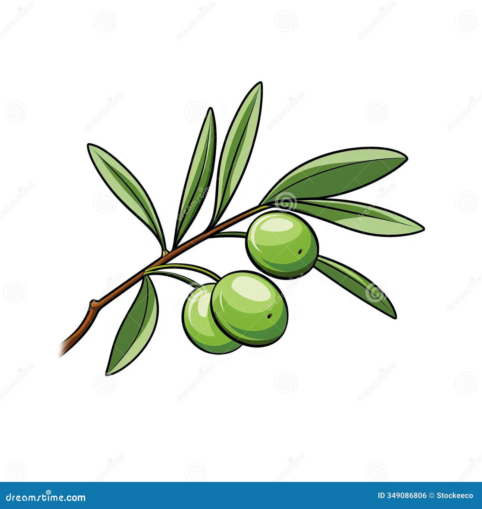 Simple Marker Drawing of Olive Fruit in Flat 2d Vector Stock ...