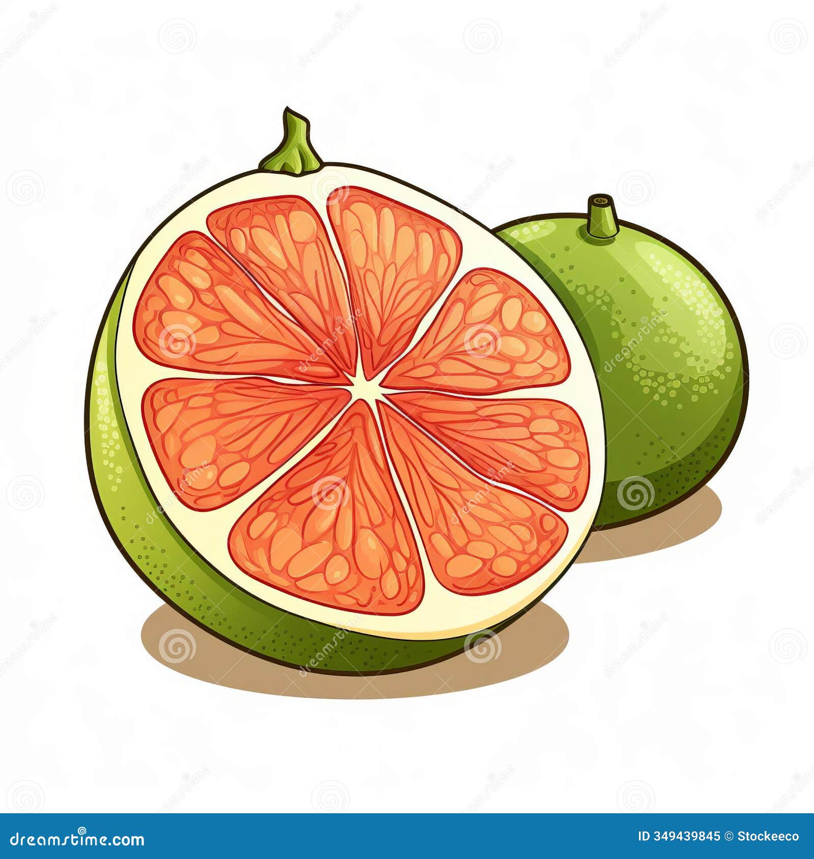 Simple Marker Drawing of a Pomelo Fruit, Flat 2d Vector Stock ...