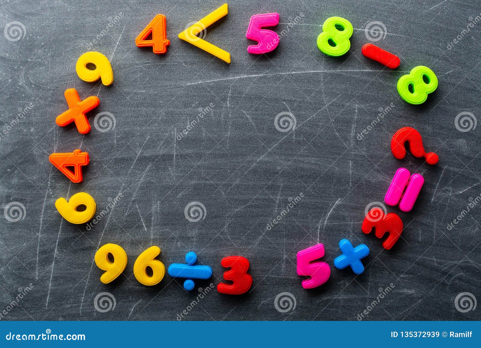 Simple Math Exercises Lying on Surface of Clean Blackboard Stock Image ...