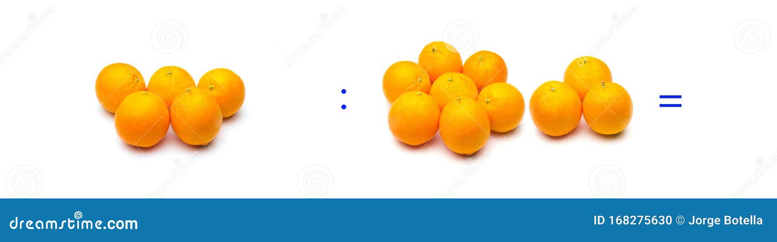 Division, Simple Mathematical Operation; Division between Oranges Stock ...