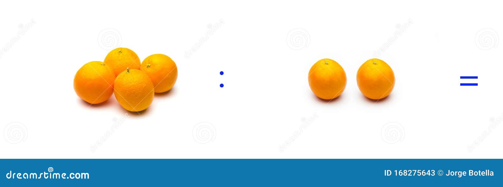 Division, Simple Mathematical Operation; Division between Oranges Stock ...