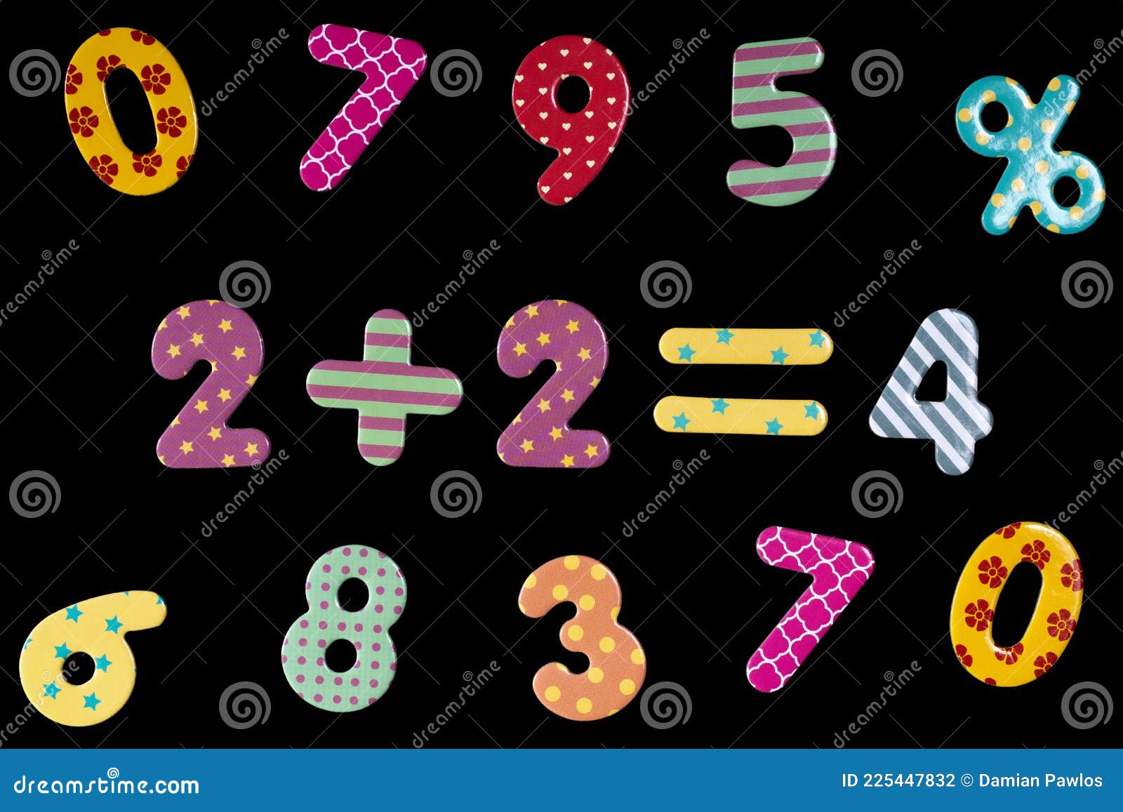 Simple Mathematical Equation. Two Plus Two Equals Four. Math Task ...