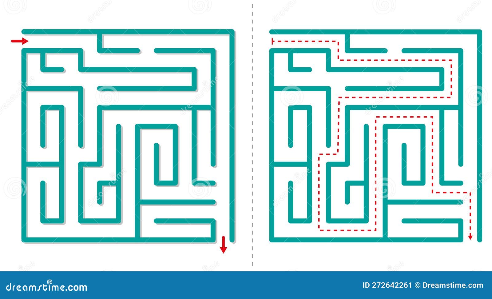 Simple Maze Abstract Game with Answer. Easy Labyrinth for Kids Stock ...