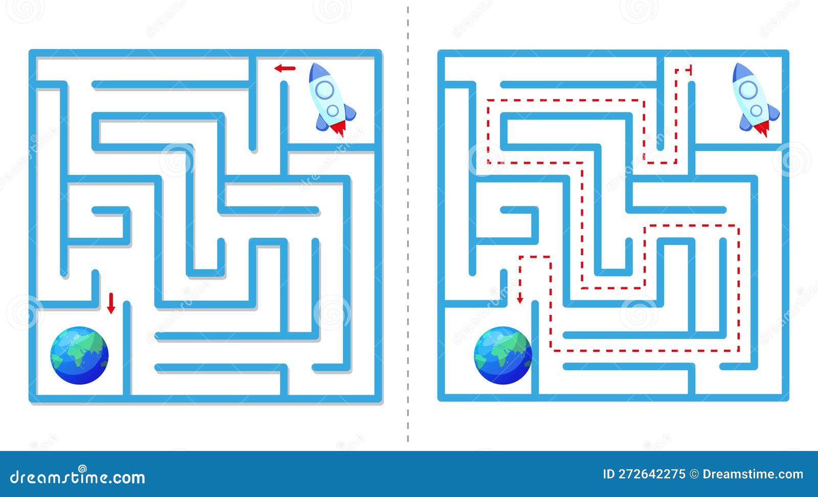Simple Maze Abstract Game with Answer. Help Rocket Fly To Earth. Easy ...