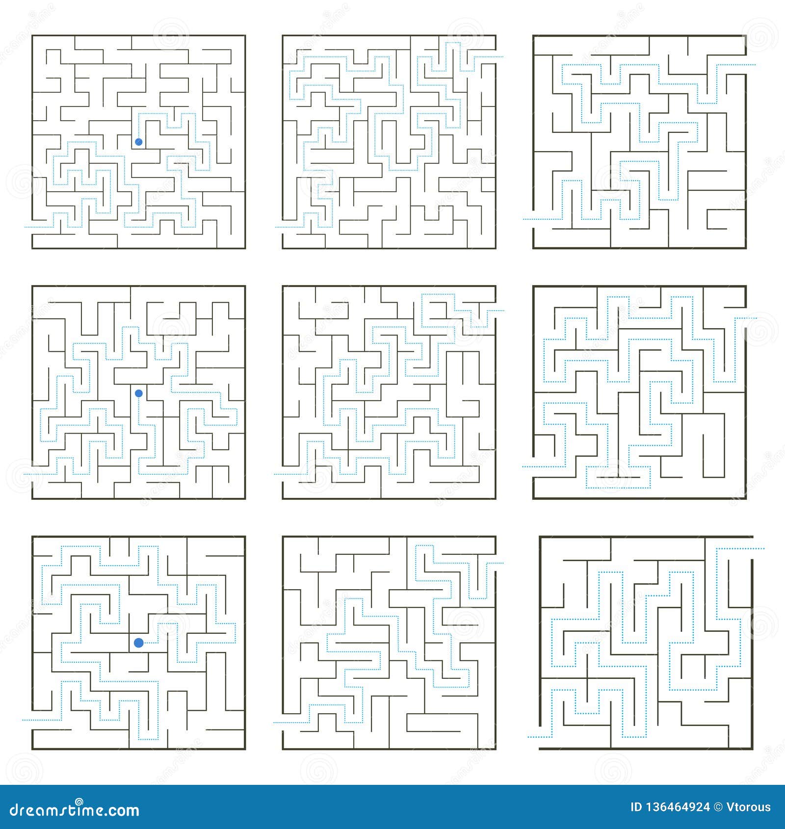 Simple maze collection stock vector. Illustration of decision - 136464924