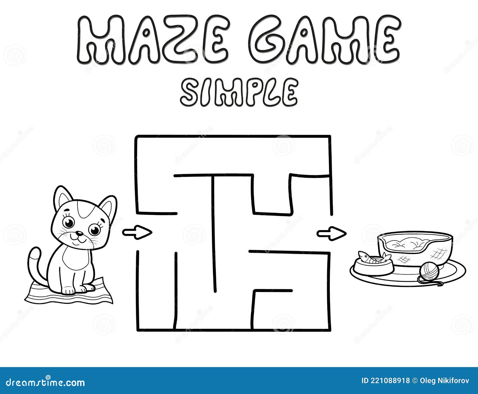 Simple Maze Game For Kids Children Worksheets Activity Page Stock ...