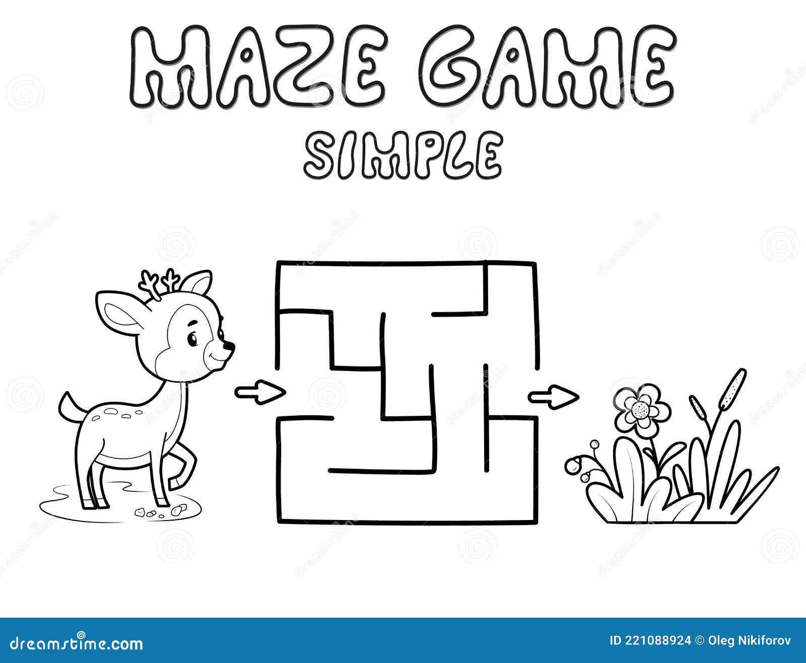 Simple Maze Puzzle Game For Children. Outline Simple Maze Or Labyrinth ...