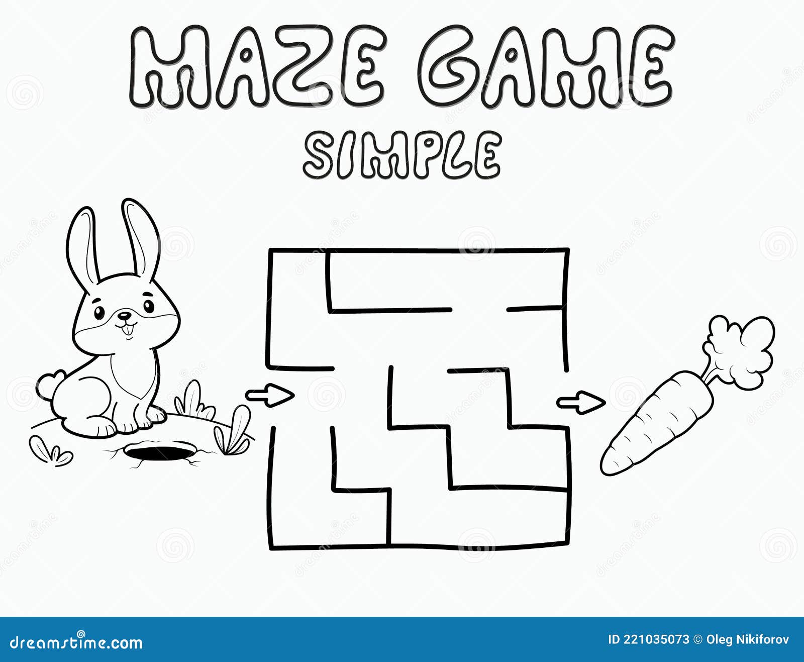 Simple Maze Puzzle Game for Children. Outline Simple Maze or Labyrinth ...