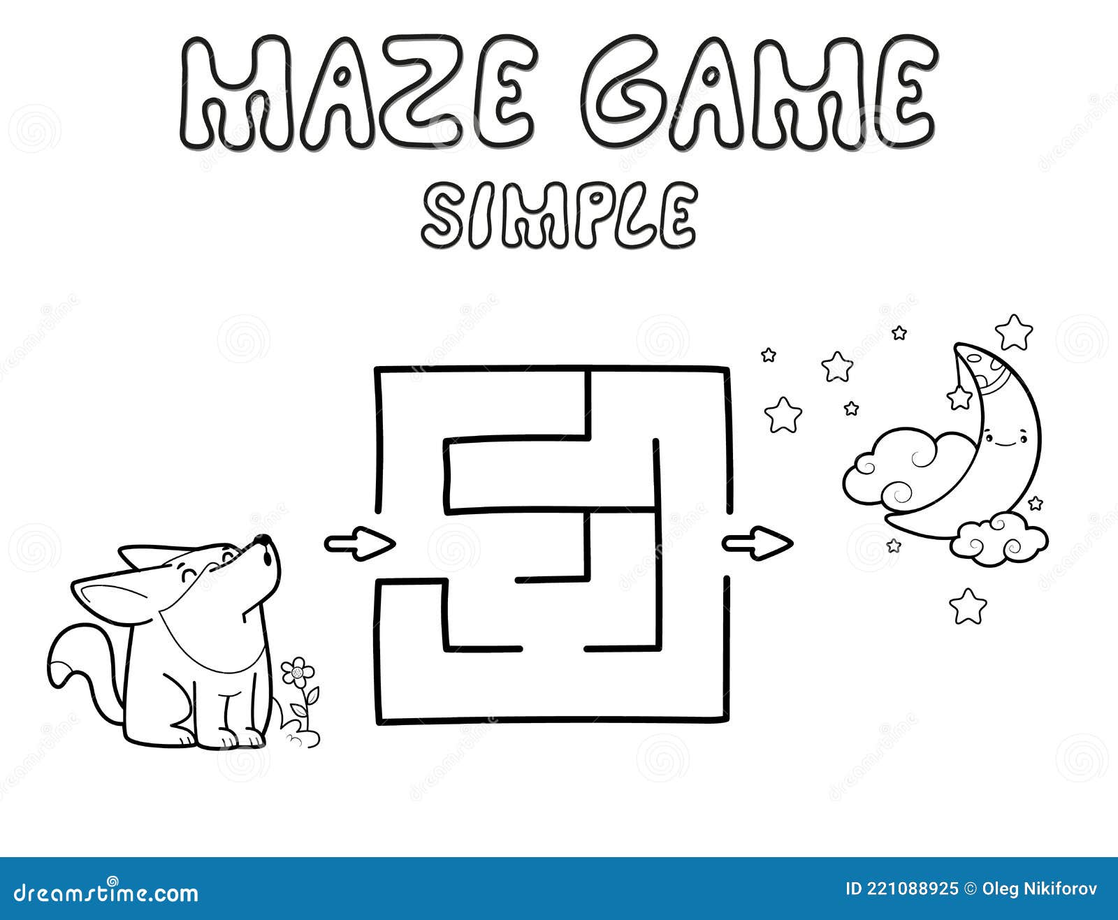 Simple Maze Puzzle Game For Children. Outline Simple Maze Or Labyrinth ...