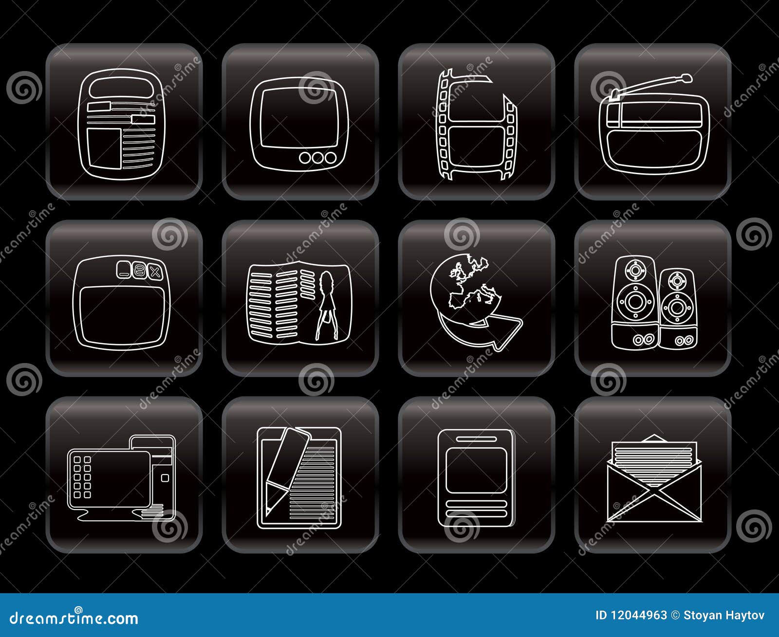 Simple Media icons stock vector. Illustration of icon - 12044963