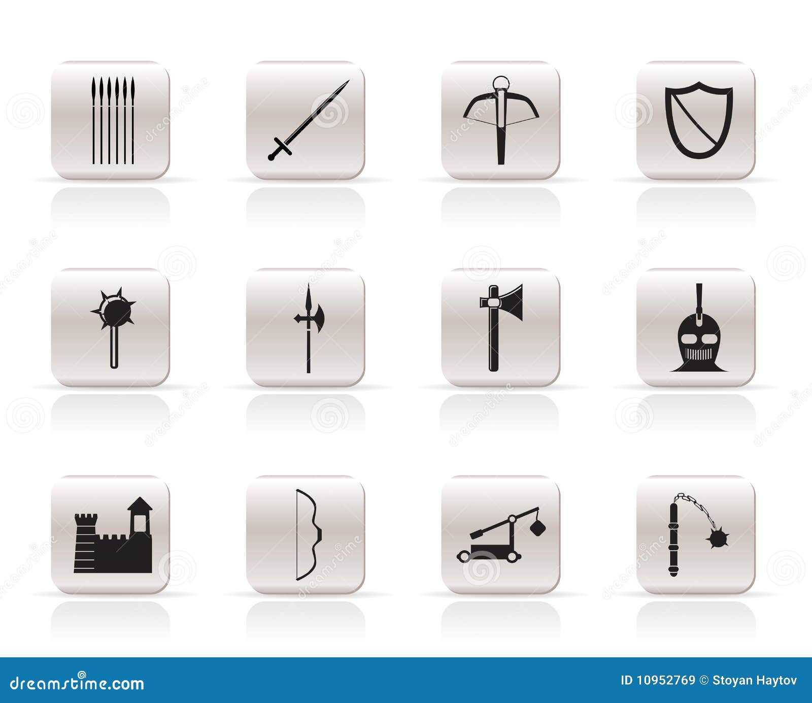 Simple Medieval Arms and Objects Icons Stock Vector - Illustration of ...