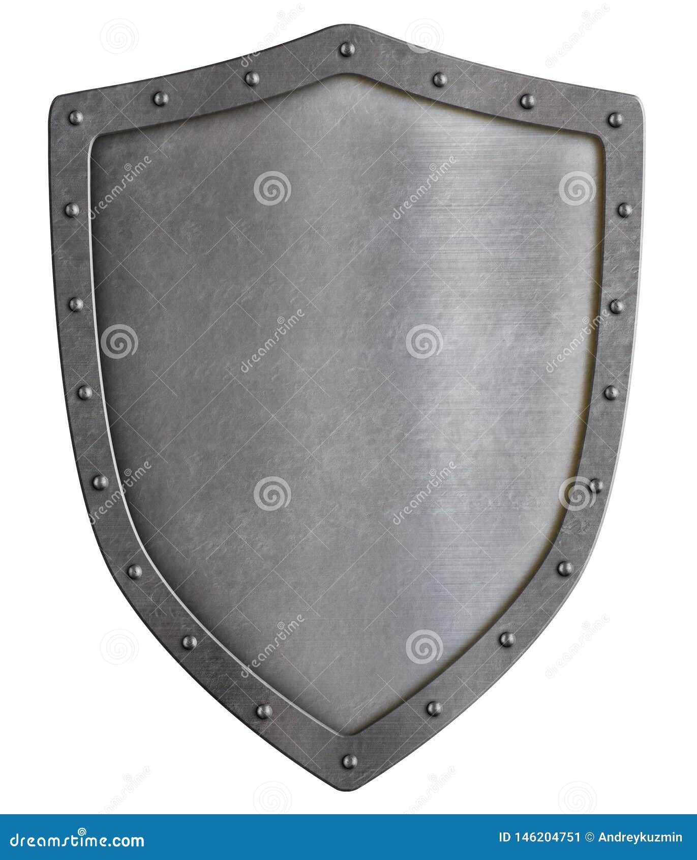 Simple Metal Shield Isolated 3d Illustration Stock Illustration ...