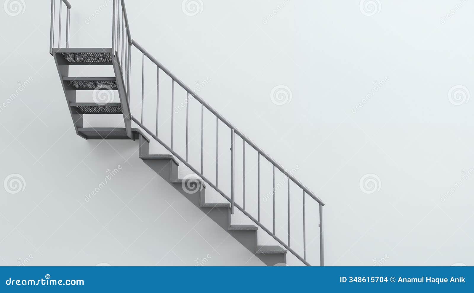 A Simple Metal Staircase Against a White Wall Stock Illustration ...