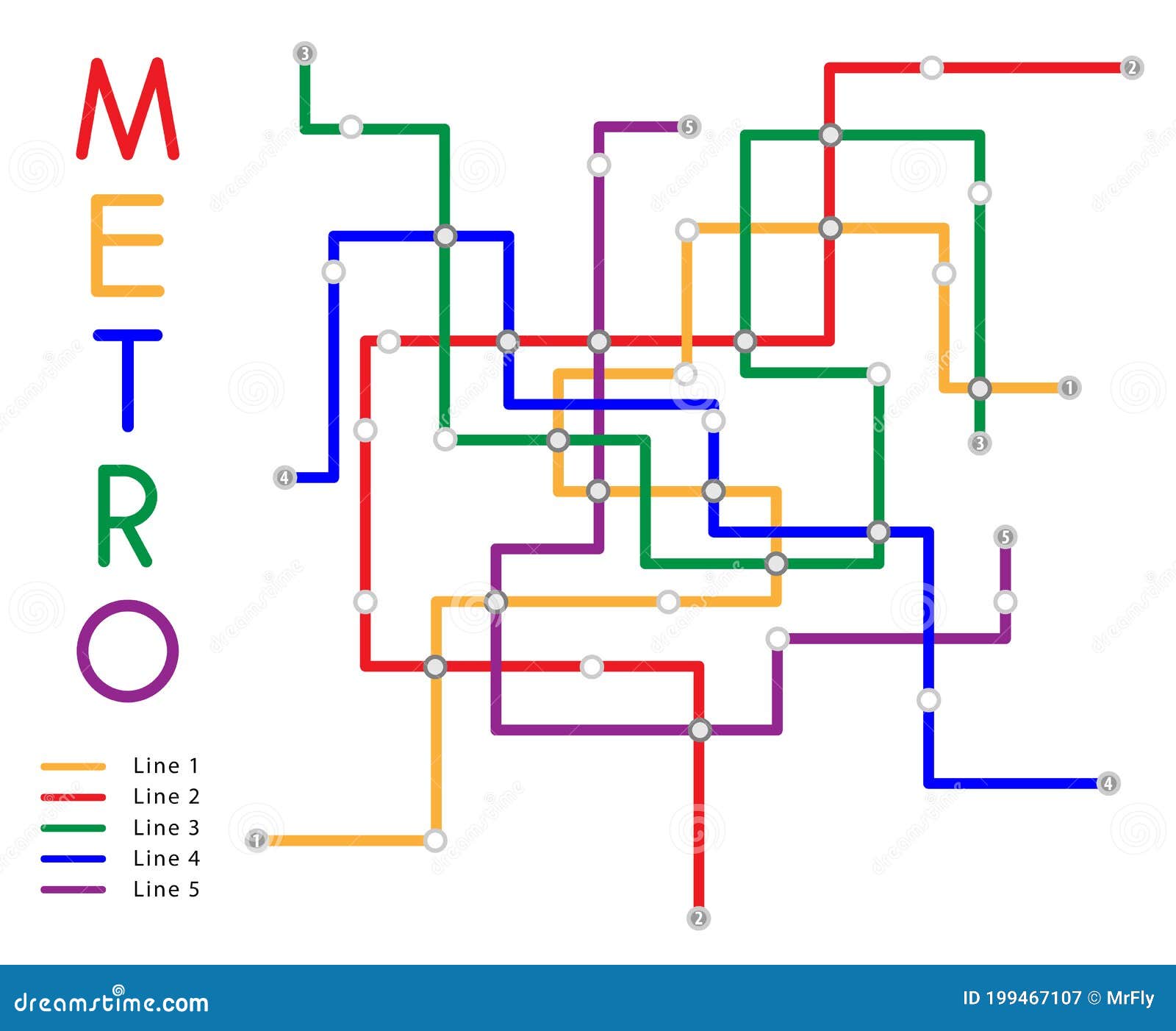 Simple Metro Map, Edittable Vector Illustration | CartoonDealer.com ...