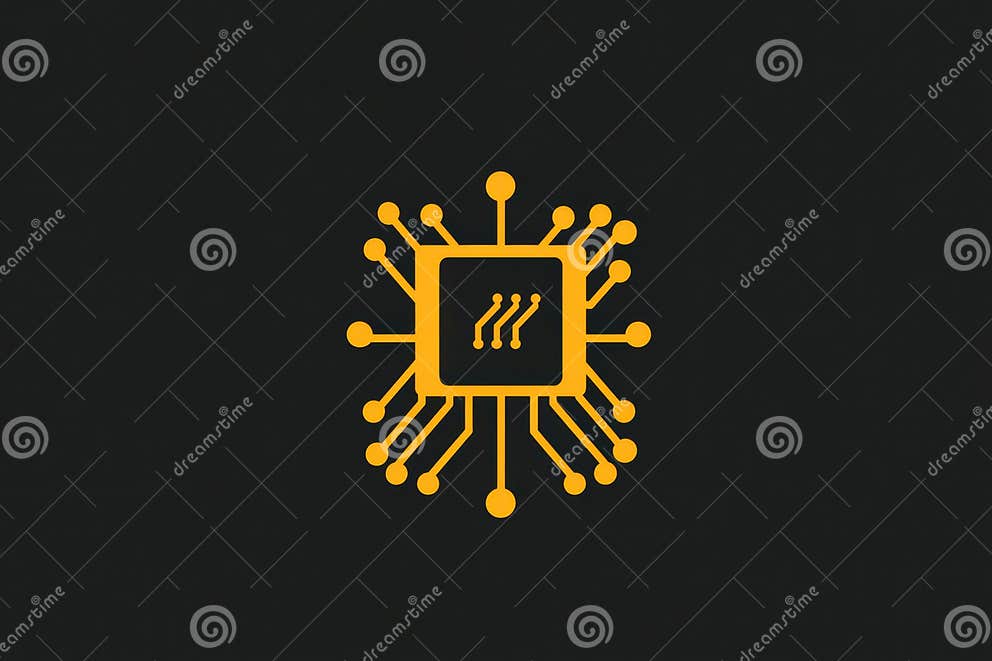A Simple Microchip Icon Depicted with a Digital Trace, Representing ...