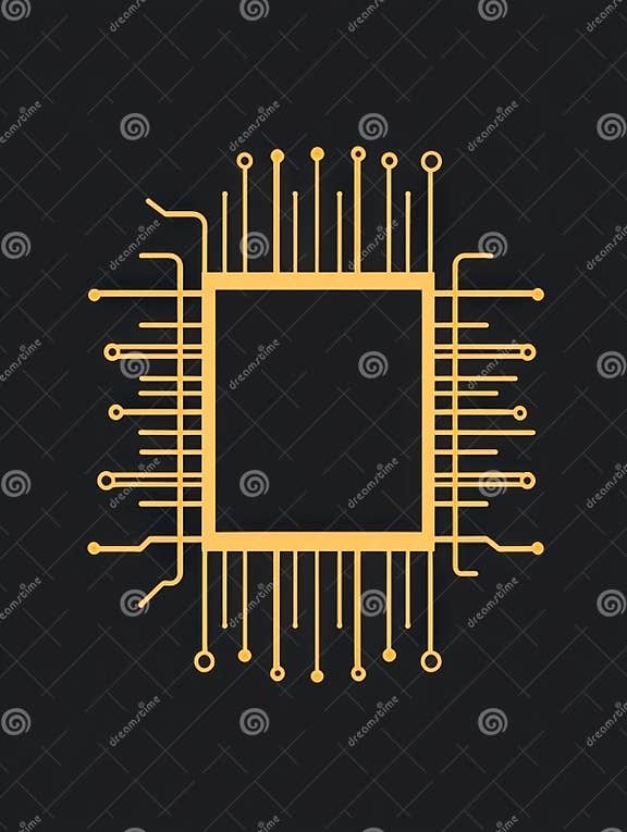 A Simple Microchip Icon Features Intricate Digital Traces, Illustrating ...