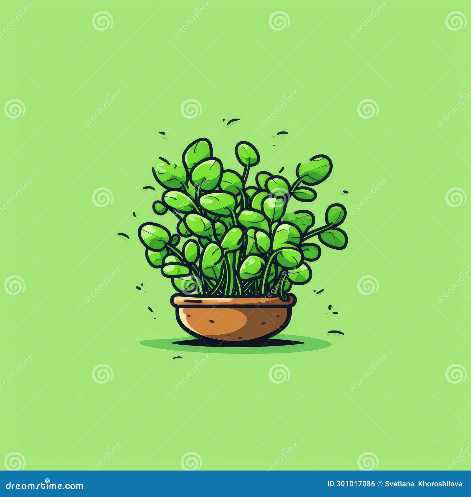 Microgreens Logo In Cartoon Style Isolated On White Background. Simple ...