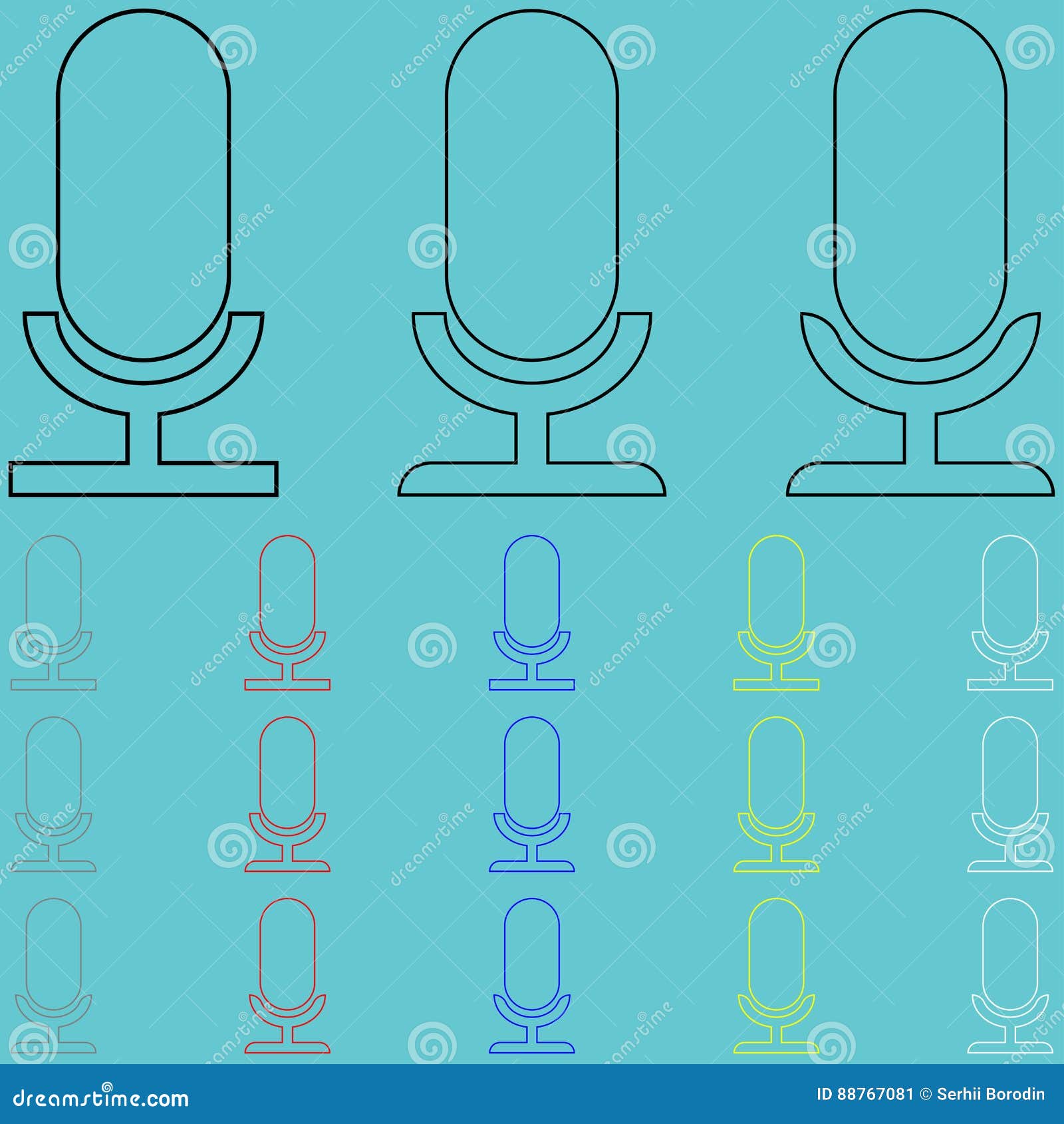 Simple Mic Microphone Headphones Waveform Sound Wave For Podcast Radio ...