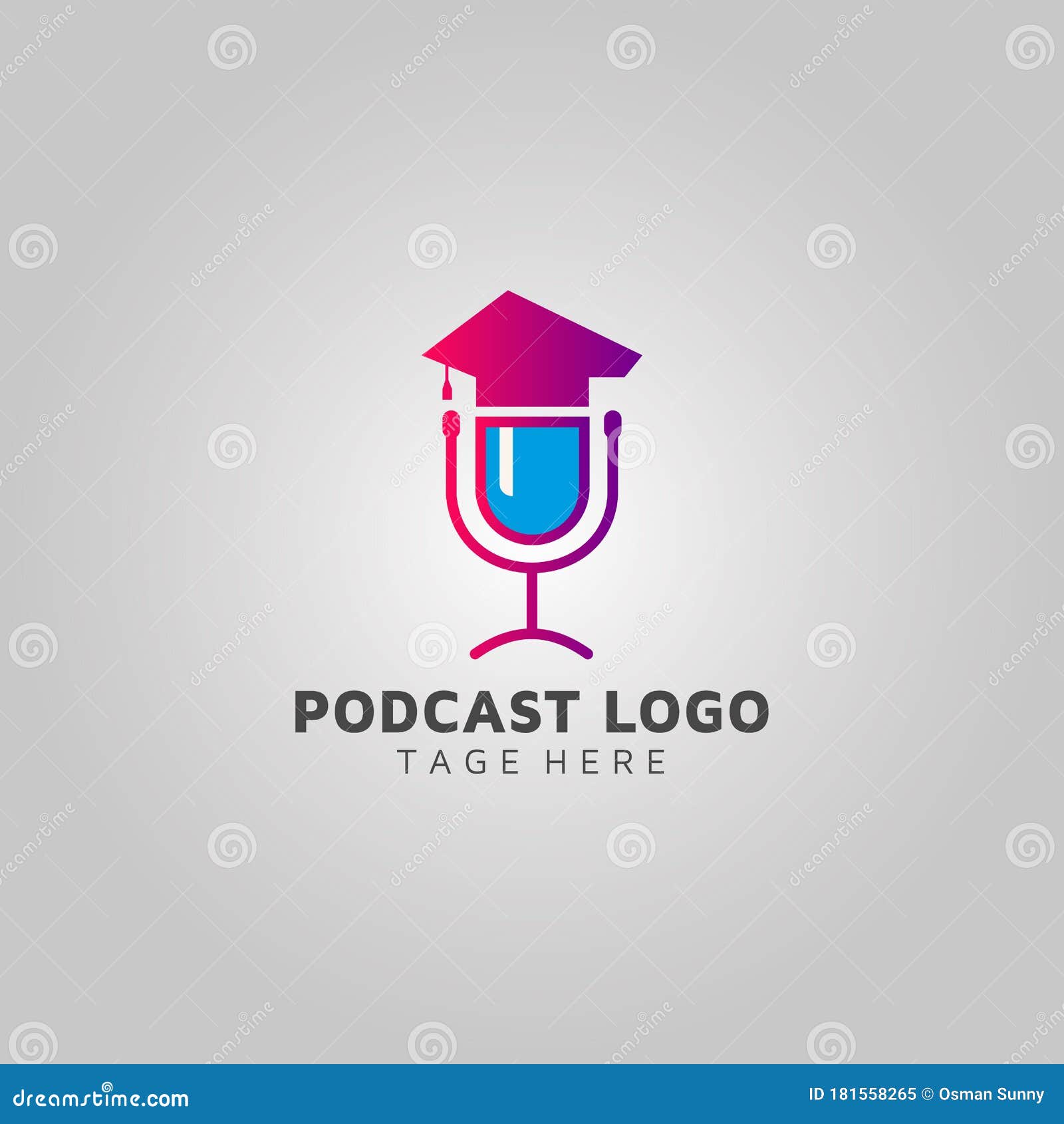 Simple Microphone Podcast Education Radio Recording and Casting Vector ...