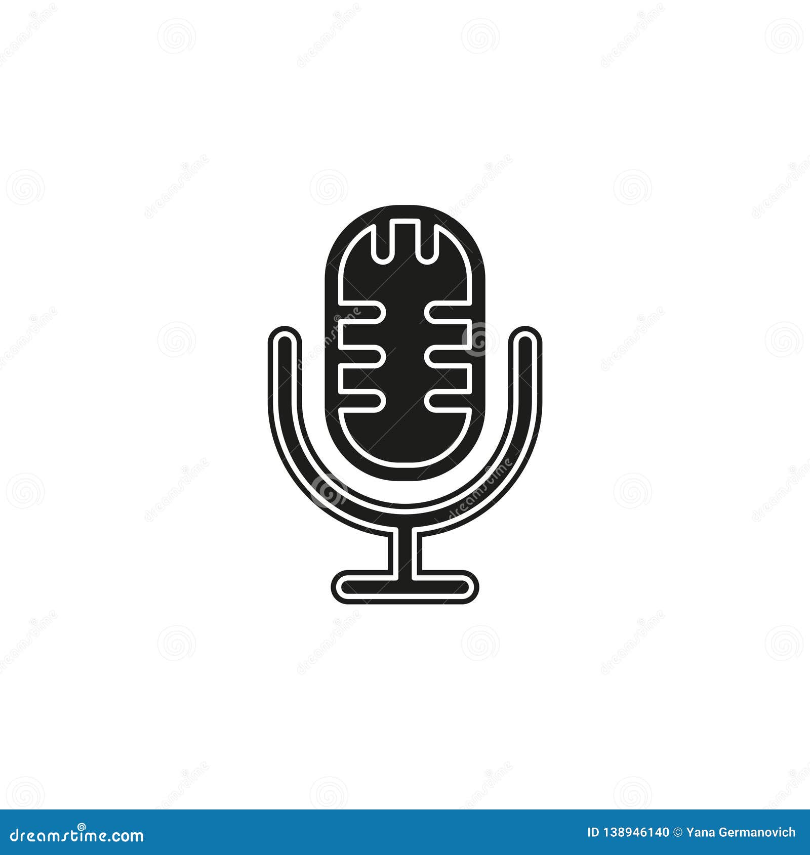 Simple Microphone Vector Icon Stock Illustration - Illustration of line ...