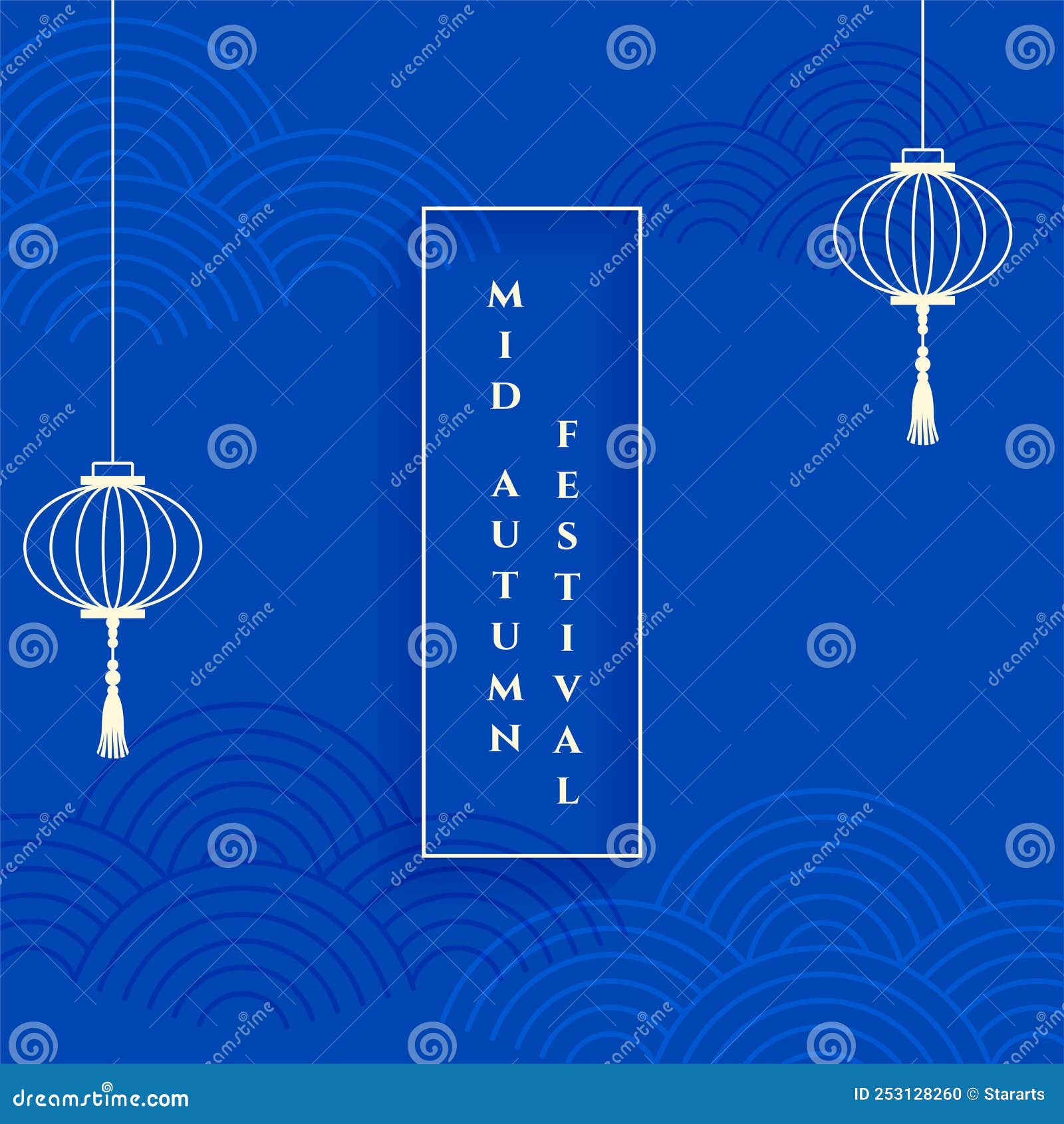 Simple Mid Autumn Festival Blue Background Vector Illustration Stock ...