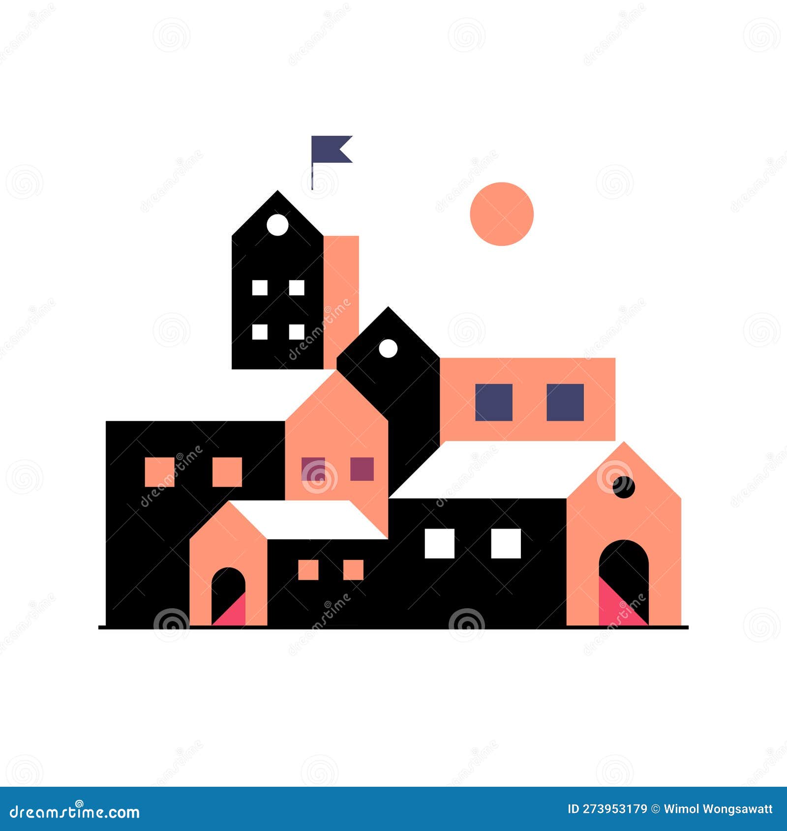 Simple Minimal Building Art for Background or Decoration, Vector ...