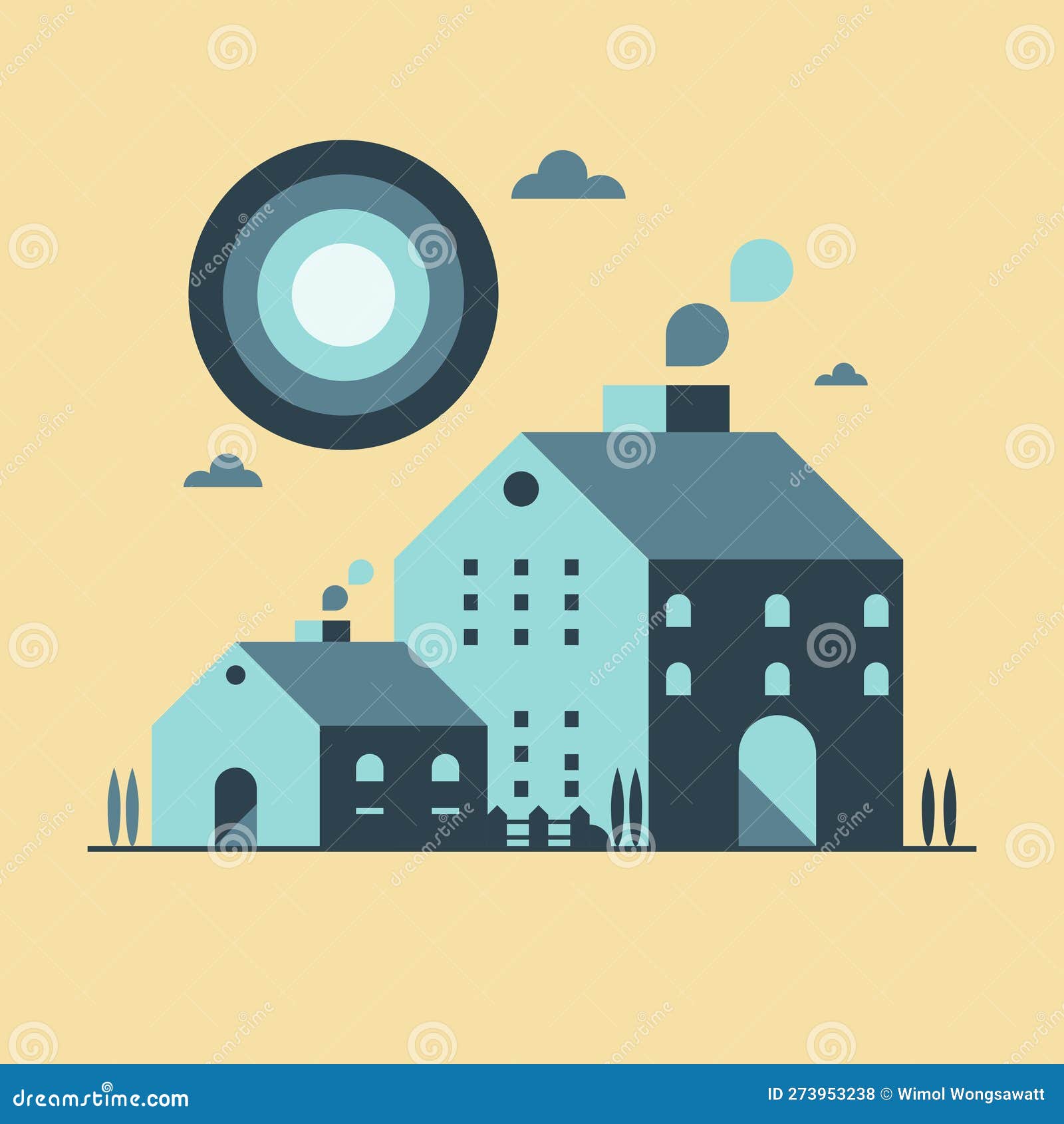Simple Minimal Building Art for Background or Decoration, Vector ...