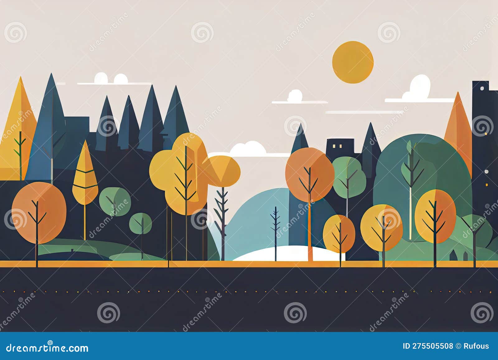 Simple Minimal Geometric Flat Style - City Landscape with Buildings ... Simple Minimal Geometric Flat Style - City Landscape with Buildings ...