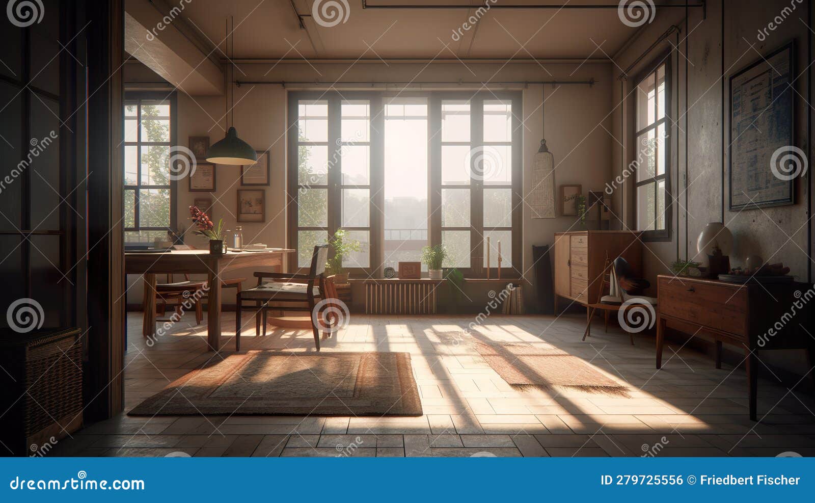 Simple Minimal Muji Style Interior. Generative AI. Stock Illustration ...