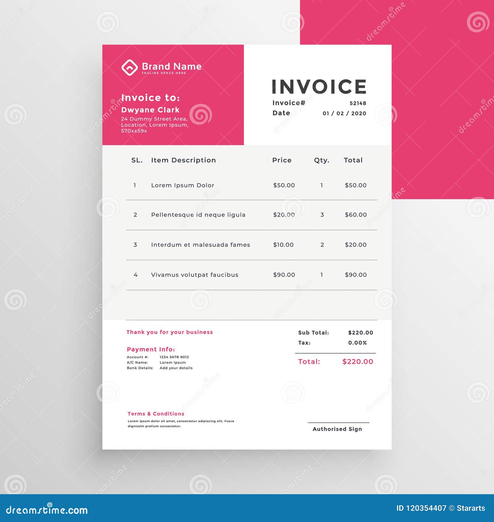 Simple Invoice Template Cartoon Vector | CartoonDealer.com #92830177