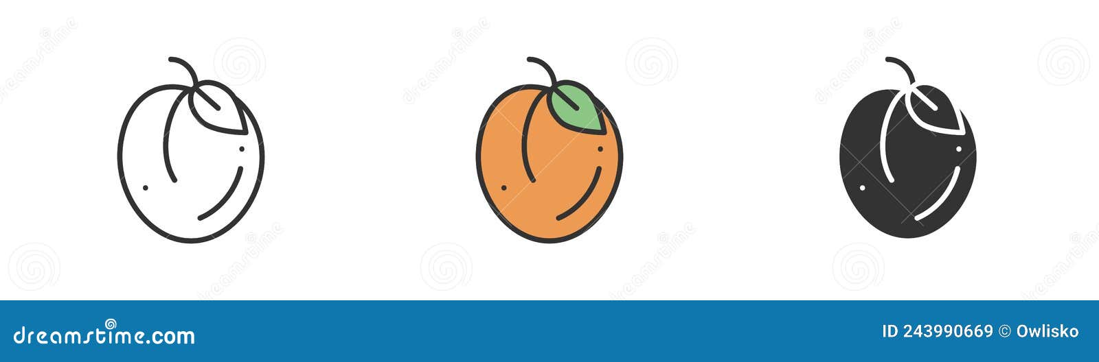 Simple Apricot Coloring Book For Children And Kids Vector Illustration ...